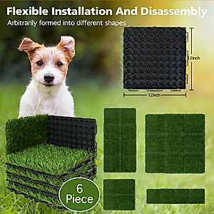 XLX TURF Interlocking Artificial Grass Square Tiles, Fake Grass Pad for Dogs Potty Training Indoor Outdoor Patio Balcony, 12x12 Inch, 6 Pack