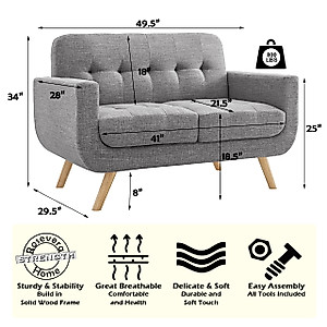 ROSEVERA Elena Contemporary Accent Armchair with Linen Upholstery Living Room Furniture, Gray