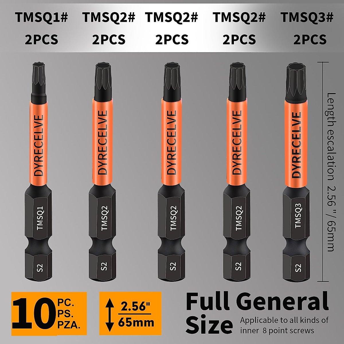 10-Pack 8 Point Star Bit - Professional 8 Point Torx Bit (Magnetic Heads & Hex Shank) - Double Square Bit Set Made of Premium S2 Alloy Steel - 8 Point Star Bit for Trailer - Sizes #1, #2 and #3