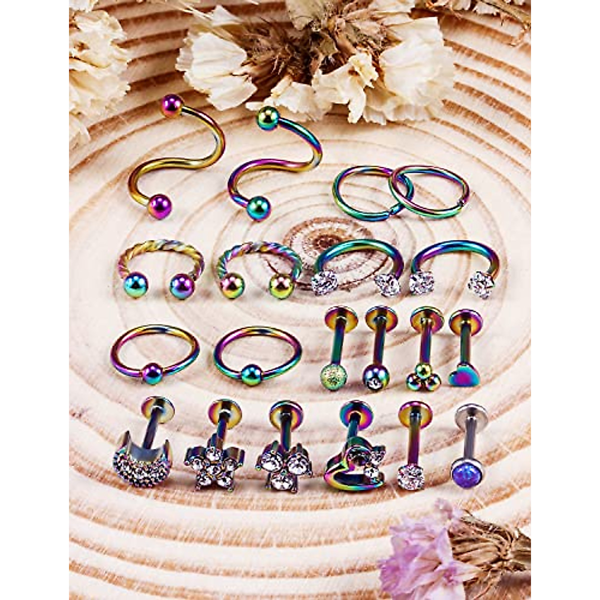 Cisyozi 16G Lip Labret Medusa Monroe Ring Stud Piercing Jewelry for Women 16 Gauge Stainless Surgical Steel Horseshoe Tragus Helix Cartilage Earring Hoop Stud Piercings Jewelry Women Men Rainbrow 8mm