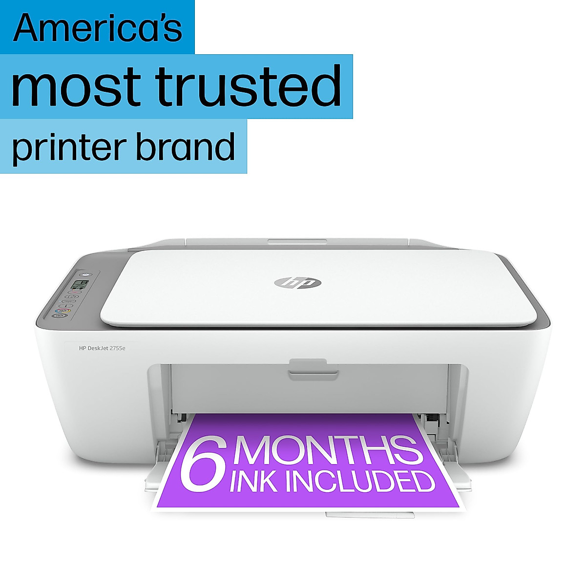 HP DeskJet 2755e Wireless Color All-in-One Printer with bonus 6 months Instant Ink (26K67A)