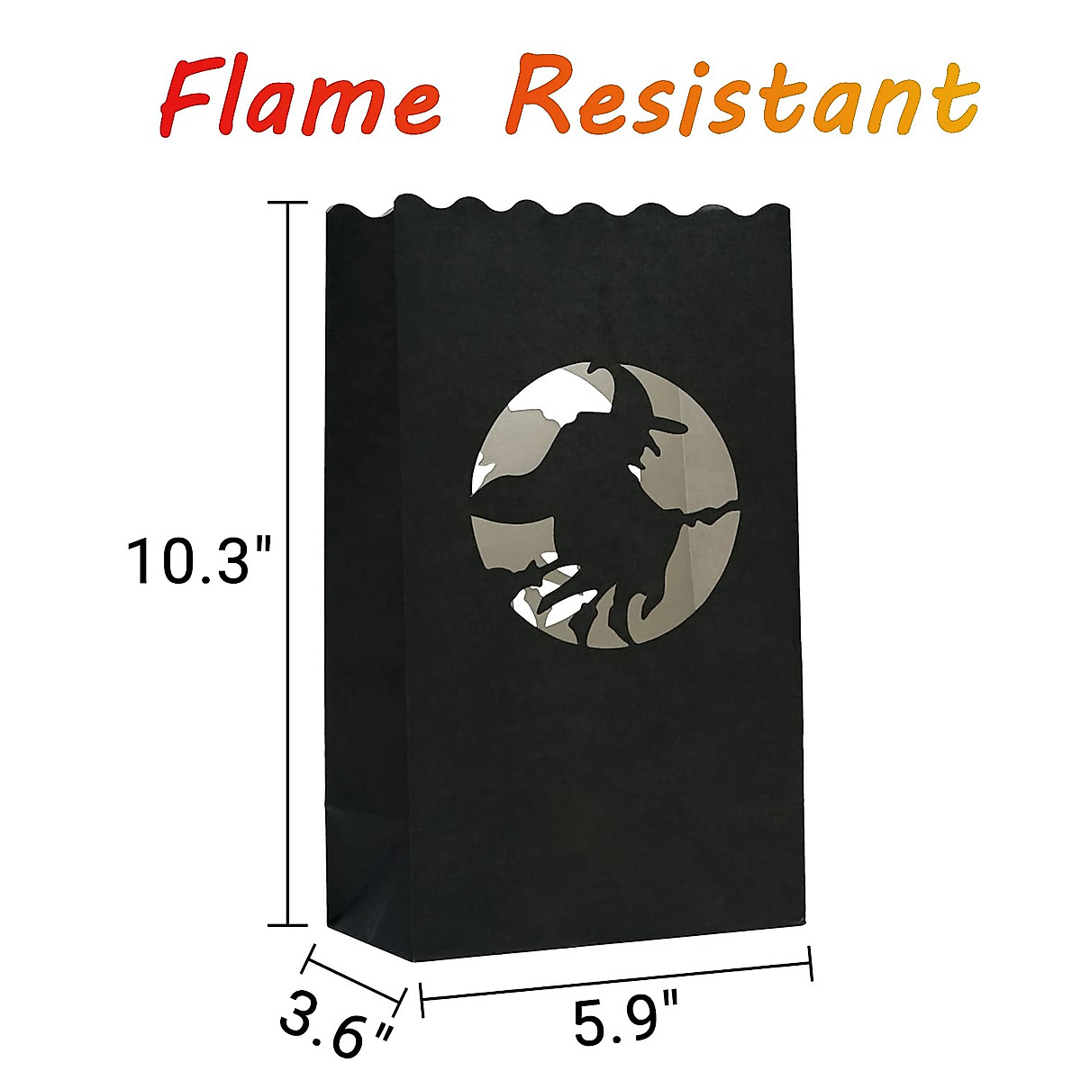 Stmarry 48 pcs Halloween Luminary Bags, Flame Resistant Luminaries, Orange and Black Tea Light Candle Bags - Witch, Black Cat Silhouette Decorations & Party Lanterns