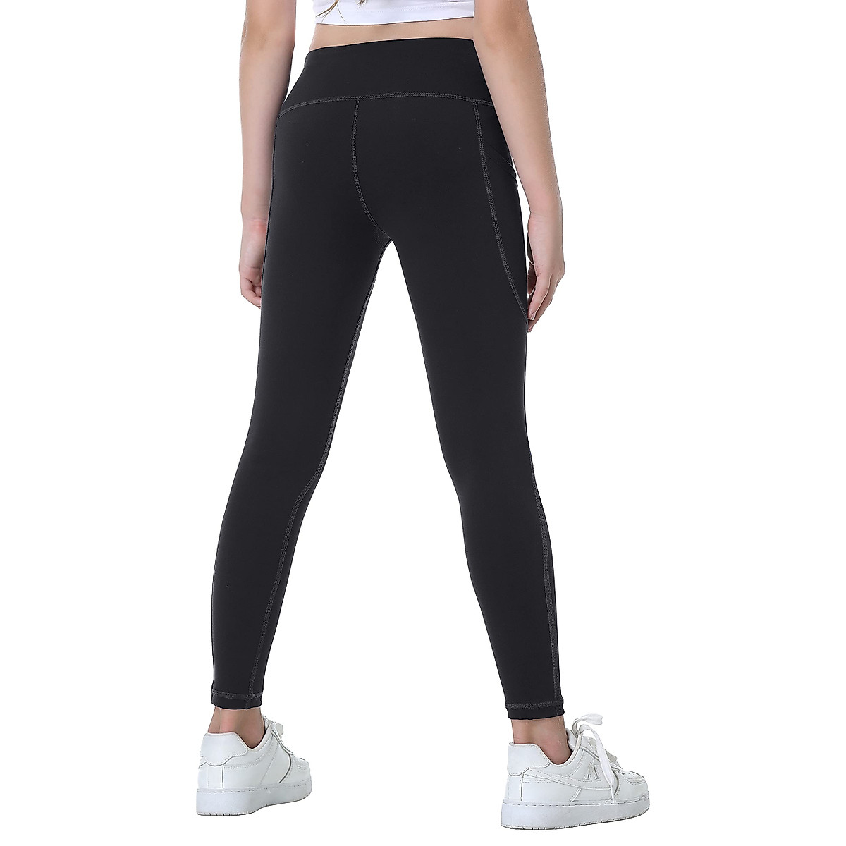 Heathyoga Girls Leggings with Pockets Girls Yoga Pants Athletic Leggings for Girls Dancing Leggings Workout Leggings Black