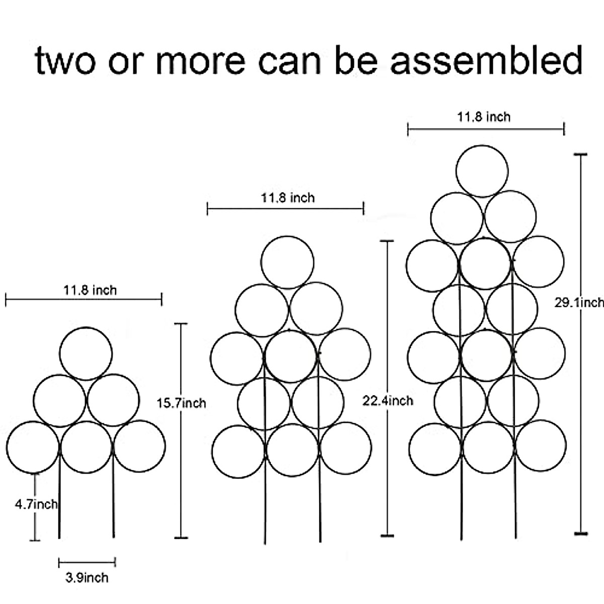 4 Pack Indoor Trellis Small Trellis for Potted Plants, 15.7 Inch Stackable House Plant Trellis for Climbing Plants, Indoor Plant Trellis Decorate Plant as Christmas Tree, Metal Trellis for Ivy Vine