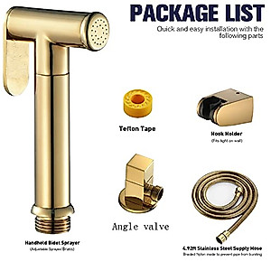 ZLOCYIVHE Bidet Sprayer for Toilet, Handheld Cloth Diaper Sprayer, Bathroom Jet Sprayer Kit Spray Attachment with Hose and Shower Angle Valve,Titanium Gold(Titanium Gold)