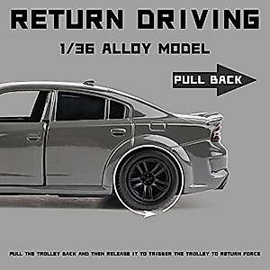 COOLPUR 1/36 Scale Doodge Hel1 Car Model Diecast Toy Vehicle Zinc Alloy Metal Pull Back Powered Vehicles Mode for Kids,Adult,Boyfriend Gift(Gray)