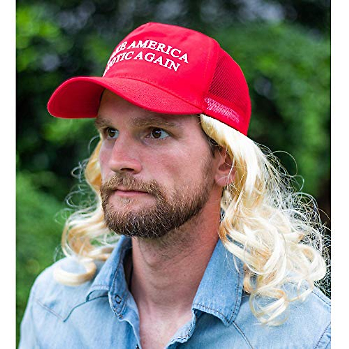 Joe Exotic Costume Make America Exotic Again Blonde Mullet Hat and Wig for Men and Women | One Size Fits Most Adjustable Cap for Tiger Fans
