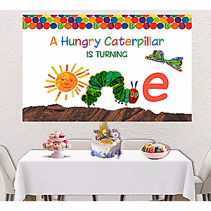 A Hungry Caterpillar is Turning One Birthday Backdrop Photocall Cartoon Caterpillar 1St Birthday Party Background Butterfly 5X3Ft Vinyl