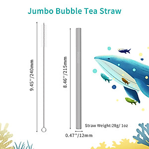 Kiemeu Metal Boba Straws Reusable, Bubble Tea Straws Reusable, Jumbo Smoothie Straws Reusable