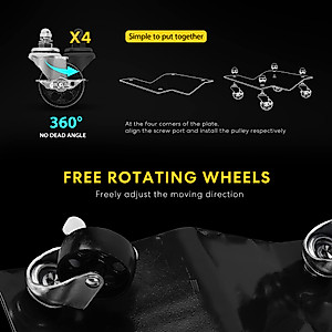 VIVOHOME Heavy Duty Vehicle Mover Dolly of 4 Piece, Wheel Dolly Car Stakes 6000lbs Capacity, Car Roller Dolly Moving Cars, Trucks, Motorcycles, Black