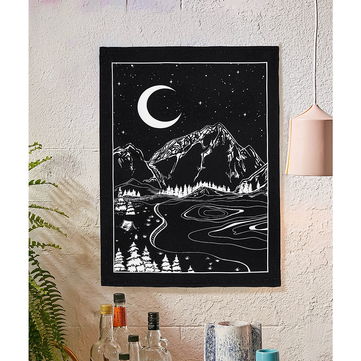 Lifeel 3Pack Sun and Moon and Star Landscape Tapestry Wall Hanging, Vertical Black and White Aesthetic Tapestries For Bedroom Home Wall decor 20×27 inch