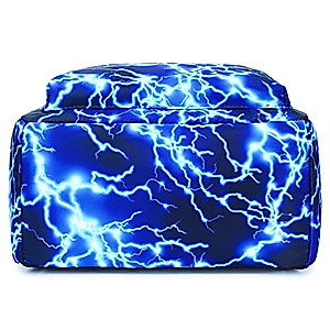 AM SeaBlue Backpack for Boy Middle School Lightning Bookbag Durable Student Teenager Sturdy Lightweight Waterproof (1-Blue)