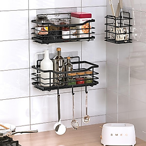 BCHWAY FAMILY Shower Caddy 5 Pack, Adhesive Shower Organizer for Bathroom Storage and Home Decor Kitchen No Drilling, Rustproof Stainless Steel Bathroom Organizer, Shower Shelves for Inside