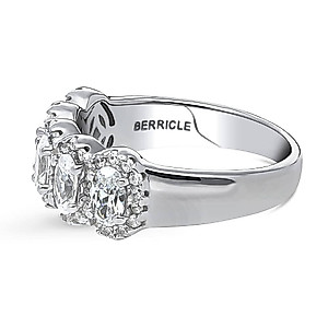 BERRICLE Sterling Silver 5-Stone Wedding Rings Cubic Zirconia CZ Cocktail Anniversary Band for Women, Rhodium Plated Size 6