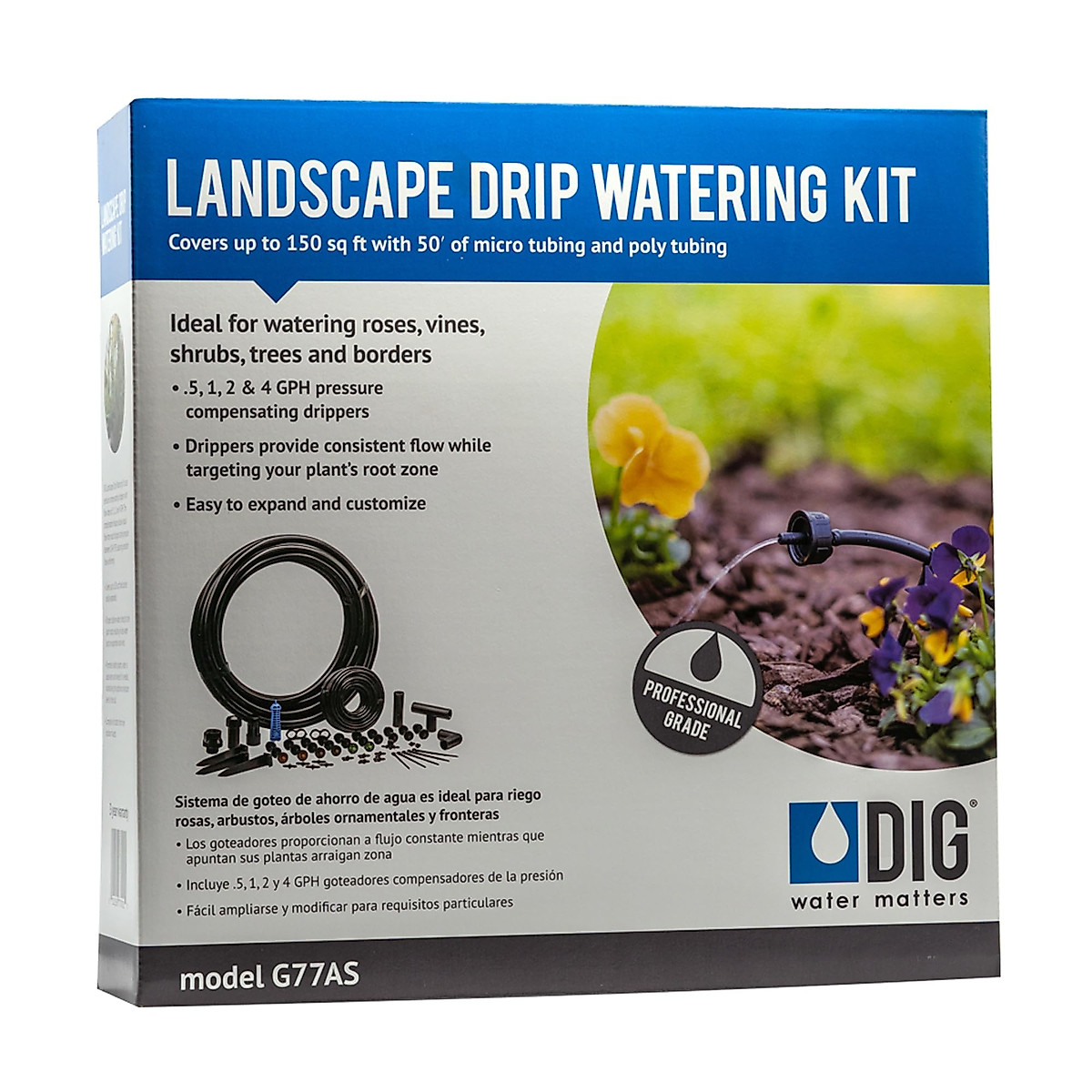 DIG G77AS Advanced Landscape 52 Piece Drip Watering Kit - Efficient and Customizable Garden Irrigation