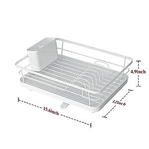 Sakugi Dish Drying Rack - Compact Dish Rack for Kitchen Counter with a Cutlery Holder, Durable Stainless Steel Kitchen Dish Rack for Various Tableware, Dish Drying Rack with Easy Installation, White