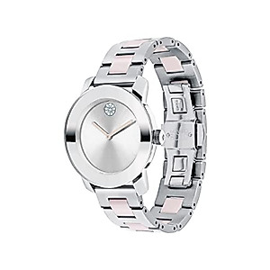 Movado Women's Bold Ceramic Swiss Quartz Watch with Stainless Steel Strap, Two Tone, 18 (Model: 3600801)