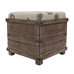 Decor Therapy Hadley Weathered Storage Ottoman, Barnwood