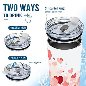 QWEUIOP 20oz Insulated Travel Coffee Mug Heart Pattern Stainless Steel Tumbler with Lid Double Wall Vacuum Coffee Cup For Hot and Cold Drinks14489