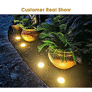 NFESOLAR Solar Lights Outdoor with 16 LEDs, Bright Solar Ground Lights Outdoor Waterproof Solar Disk Lights for Pathway Garden Yard Lawn Walkway Driveway (Warm White 4pack)