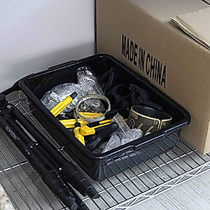 Callyne 4-Pack 8 L Black Small Plastic Kitchen Bus Tubs, Commercial Bus Box