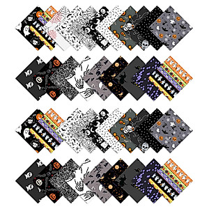 Soimoi Precut 5-inch Halloween Prints Cotton Fabric Bundle Quilting Squares Charm Pack DIY Patchwork Sewing Craft