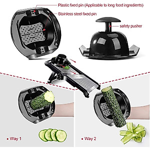 Masthome Professional Mandoline Slicer Stainless Steel Adjustable Blade,Food Cutter for Vegetable Fruit Cheese,Kitchen Food Blade Onion Cutter with Food Holder and Cut Resistant Glove