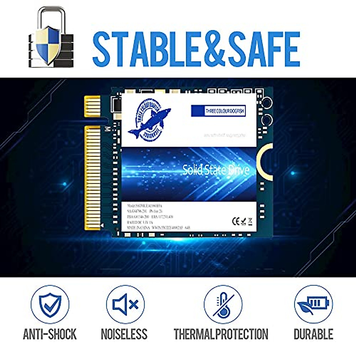 Dogfish SSD M.2 2230 NVMe PCIe 4.0 256GB 3D TLC NAND Gaming Internal Solid State Drive for Steam Deck PS5 Surface Pro Laptop Desktop (M.2 2230 NVMe 4.0, 256GB)