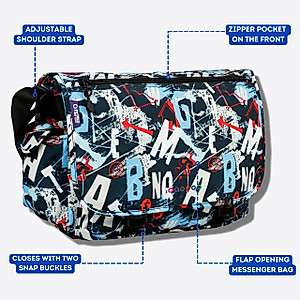 J World New York luggage Terry for Women. Girls School Kids Messenger Bag, Graffiti, One Size US