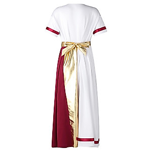 JanJean Kids Greek Robe Costume Girls Ancient Greece Roman Athena Toga Dress Halloween Festival Cosplay Costume White 14 Years