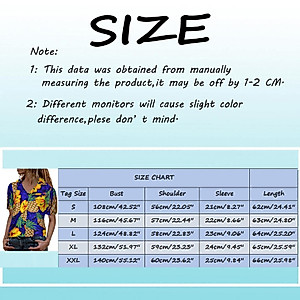 Hawaii Hawaiian T-Shirt for Womens Printed Short Sleeve Shirts Button Down Collared Loose Blouse Beach Casual Summer Tops Tee T Tshirt Vacation Holiday Friday Hula Tiki Luau Party Pineapple Blue