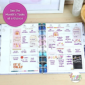 Happy Planner 2023 Daily Planner and Calendar, 12-Month Daily, Weekly, and Monthly Planner, Jan. 2023–Dec. 2023, Wellness Layout, Inky Florals Theme, Classic Size, 7 Inches by 9 1/4 Inches