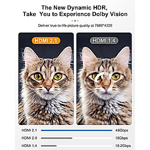 BATBI 8K HDMI 2.1 Cable 6.6F/2M 48gbps 8k@60Hz、4K@120Hz Ultra High Speed HDMI eARC Cable for HDCP2.2/2.3 HDR10 3D,Compatible with Dolby Vision Apple TV/PS5/PS4/Roku TV/HDTV/Blu-ray/LG/Samsung QLED
