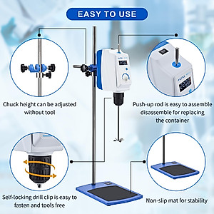 +UXI Overhead Stirrer 40L LCD Digital Labotary Lab Stirrers Mixer Time and Speed Adjustable 30-2200rpm Max.100L Max.100000mpa.s Industrial Stirrer Mixer Homogenizer Grinder 110V 20/40/60/100L