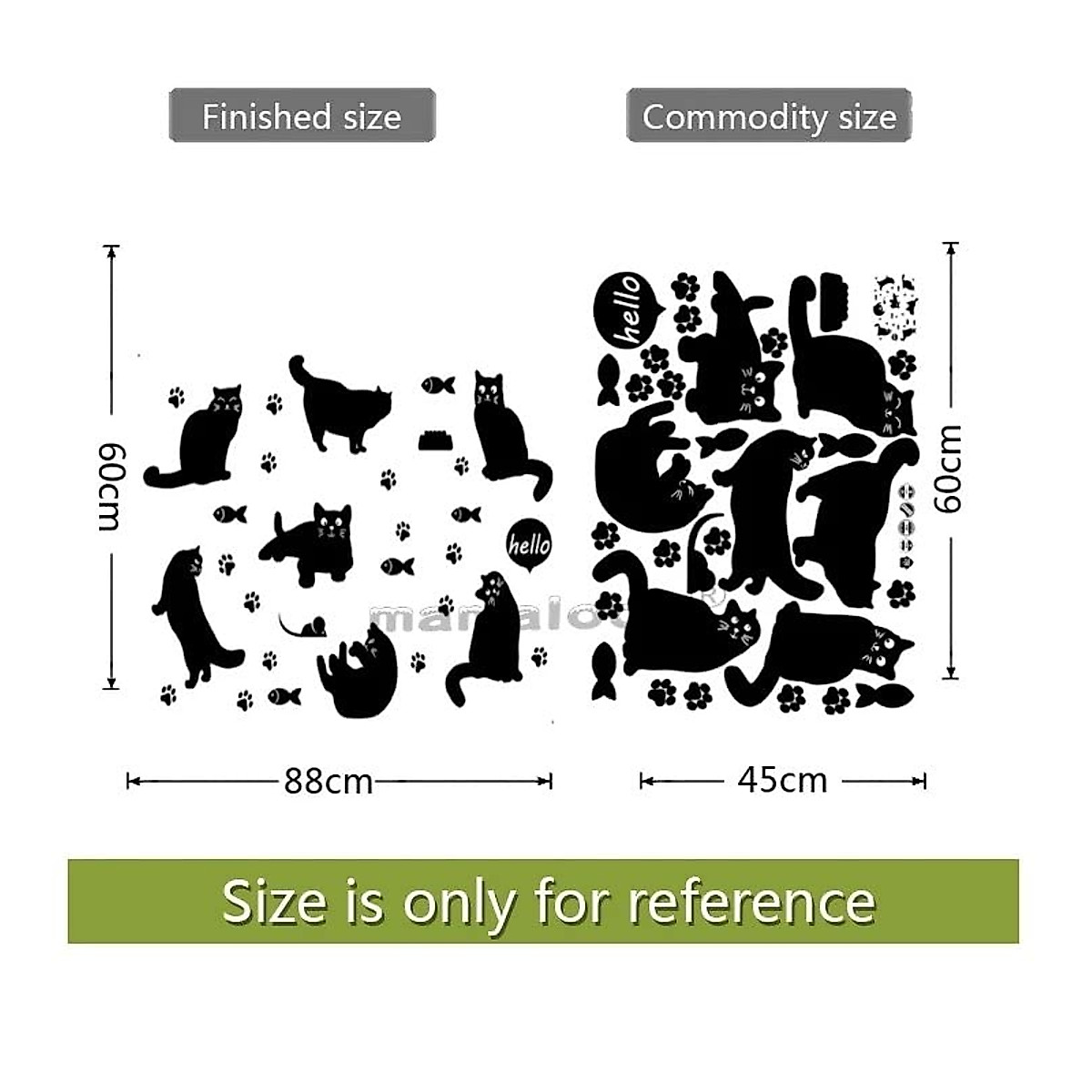 Cute Black Cat Silhouette Wall Sticker Home Decoration Children's Room Staircase Corridor Decoration Mural Combi