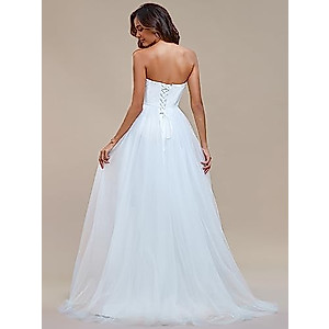 Ever-Pretty Women's Strapless A-line Empire Waist Tulle Elegant Simple Wedding Dress White US04
