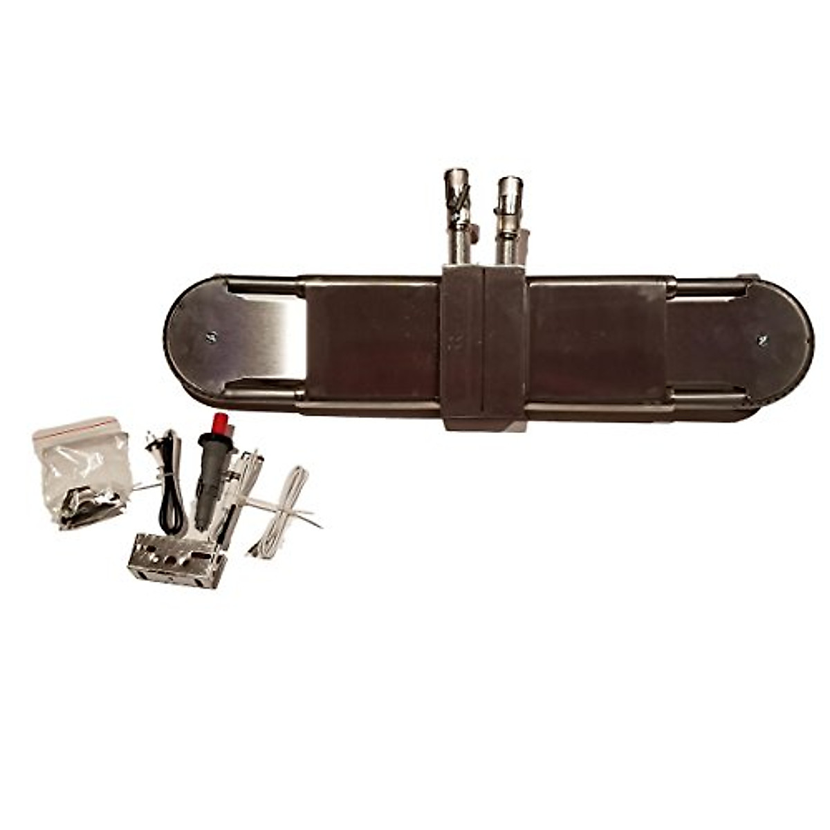 Set of Brinkmann Push Button Ignitor and Adjustable Universal Replacement BBQ Grill Oblong Tube Burner