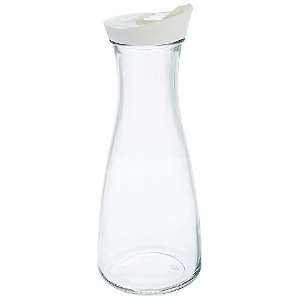 Grant Howard Beverage Glass Carafe and Decanter with White Screw Top, 1 L, Clear
