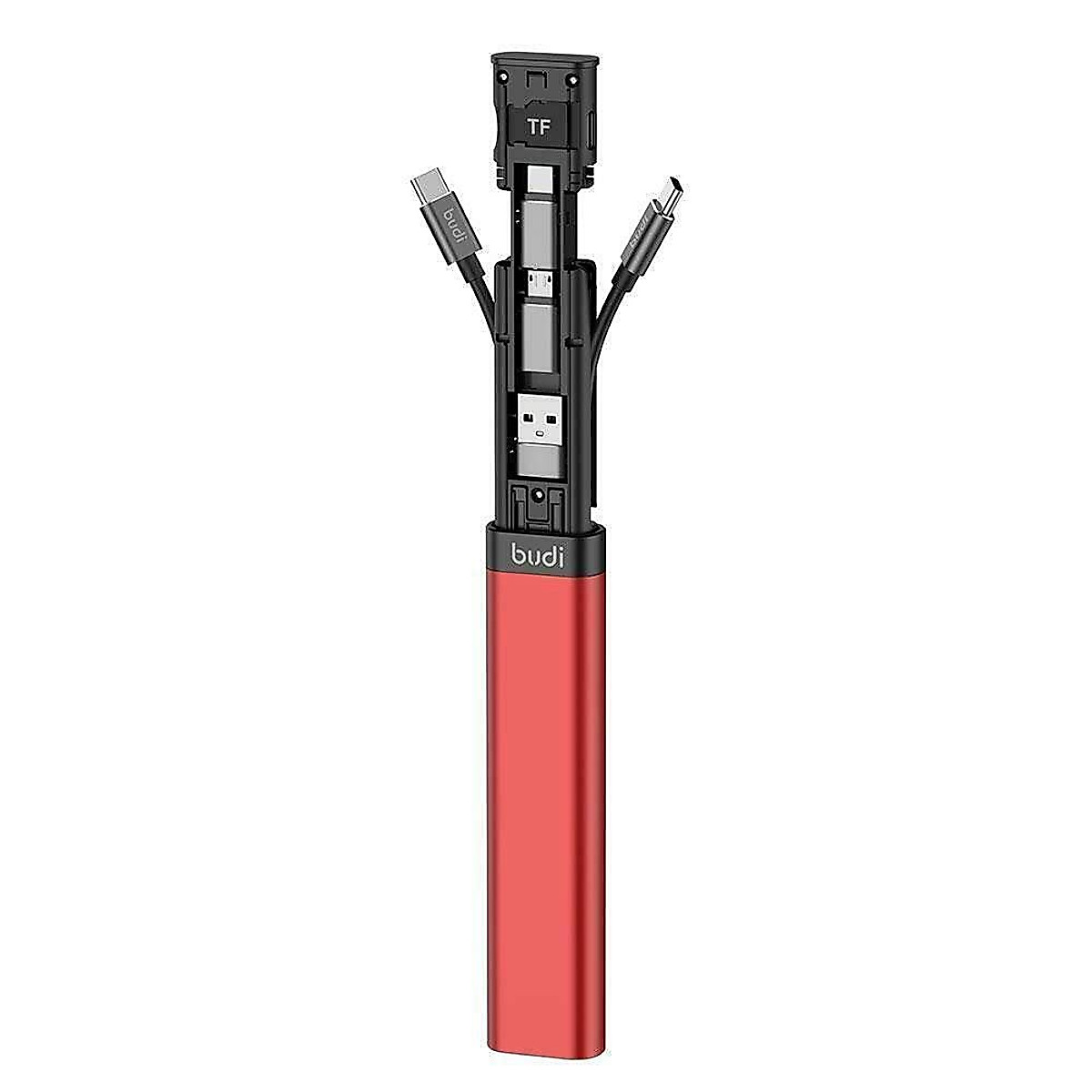 fonefunshop Budi 9-in-1 Essential Travel Charging & Data Sync Cable Stick - Red