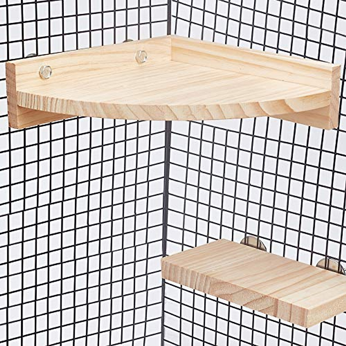 AHANDMAKER 4 Pcs 2 Sizes Wood Pet Cage Platform, Pet Perch Platform Stand, Wood Perch for Small Animals Parrot Gerbil Rat Mouse Chinchilla Hamster Cage Accessories Exercise Toys