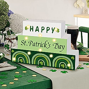 St Patricks Day Decorations, LED St Patricks Wood Block Sign, St Patrick Rustic Letters, Farmhouse Home Table Centerpiece Decor,St Patricks Day decor Tiered Tray, Tables, Mantel Decor,St Patricks Day Gift