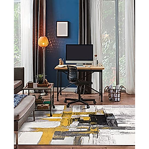 Rugshop Contemporary Modern Abstract Area Rug 5' x 7' Gold