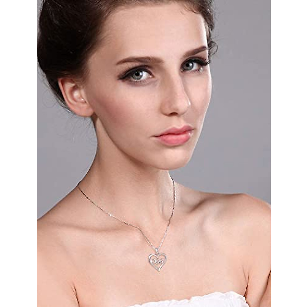 INFUSEU 444 Necklace Angel Number Sterling Silver Dainty Heart Pendant for Women Teen Trendy Numerology Jewelry Birthday Gifts for Girlfriend Daughter