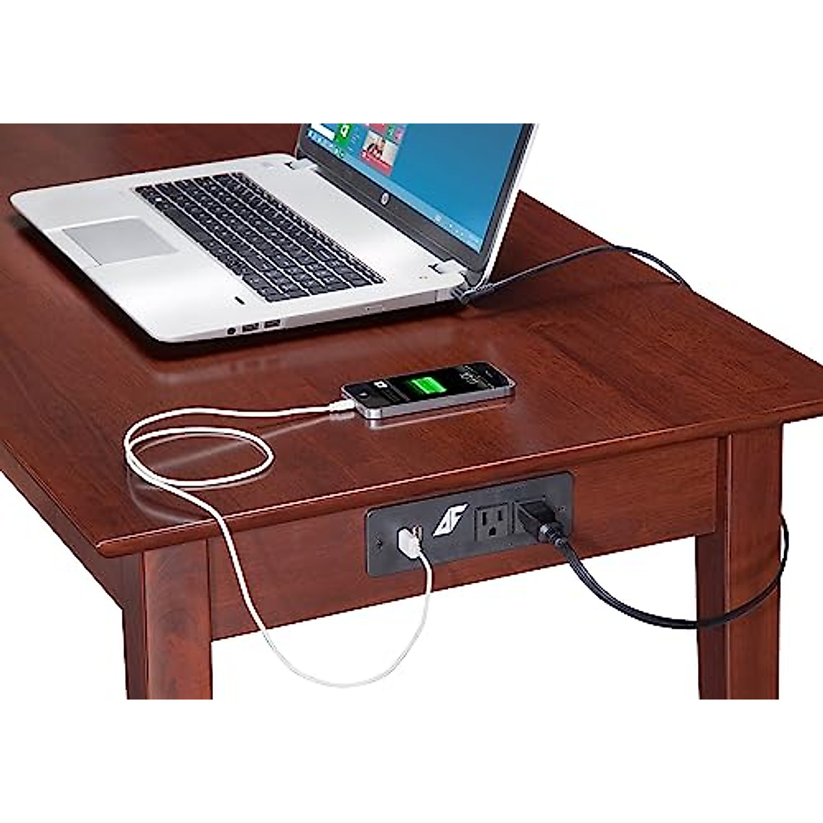 AFI, AH12114, Shaker Desk with Drawer and Charging Station, Walnut