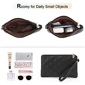 LOVEVOOK Laptop Bag for Women, Work Tote Bag Quilted Leather Computer Shoulder Bag, 15.6 inch Laptop Tote Purse Set, Waterproof Business Briefcase Handbag 2 PCS for Office,Teacher Black