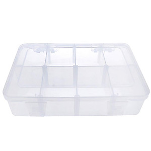 Xiaoyztan 8-Grid Snack Box Container with Removable Dividers Plastic Organizer Box for Candies Snacks Electronics Jewelry Small Parts (7.3in x 4.9in)
