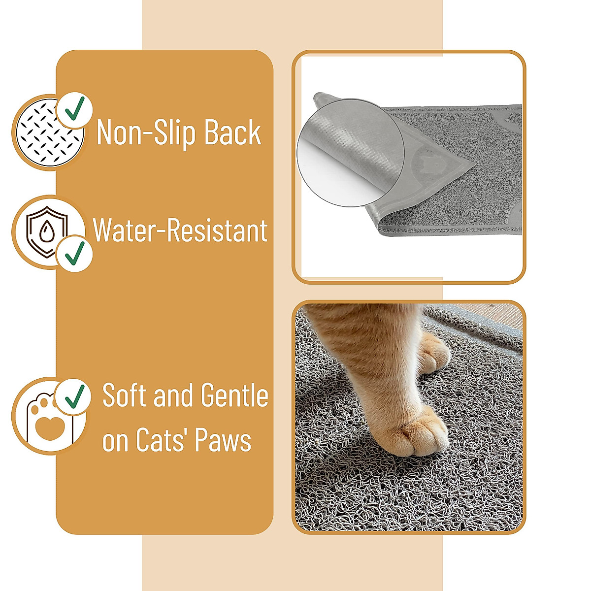 Mr. Pen- Large Cat Litter Mat, 23.5”X 35.2”, Gray, Trapping Mat for Litter Box, Cat Rug, Large