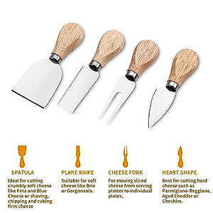 TWGDH Bamboo Cheese Board Set Including 4 Stainless Cutlery Set, Charcuterie Board And Serving Tray For Entertaining Or Gift (Rectangle Version)