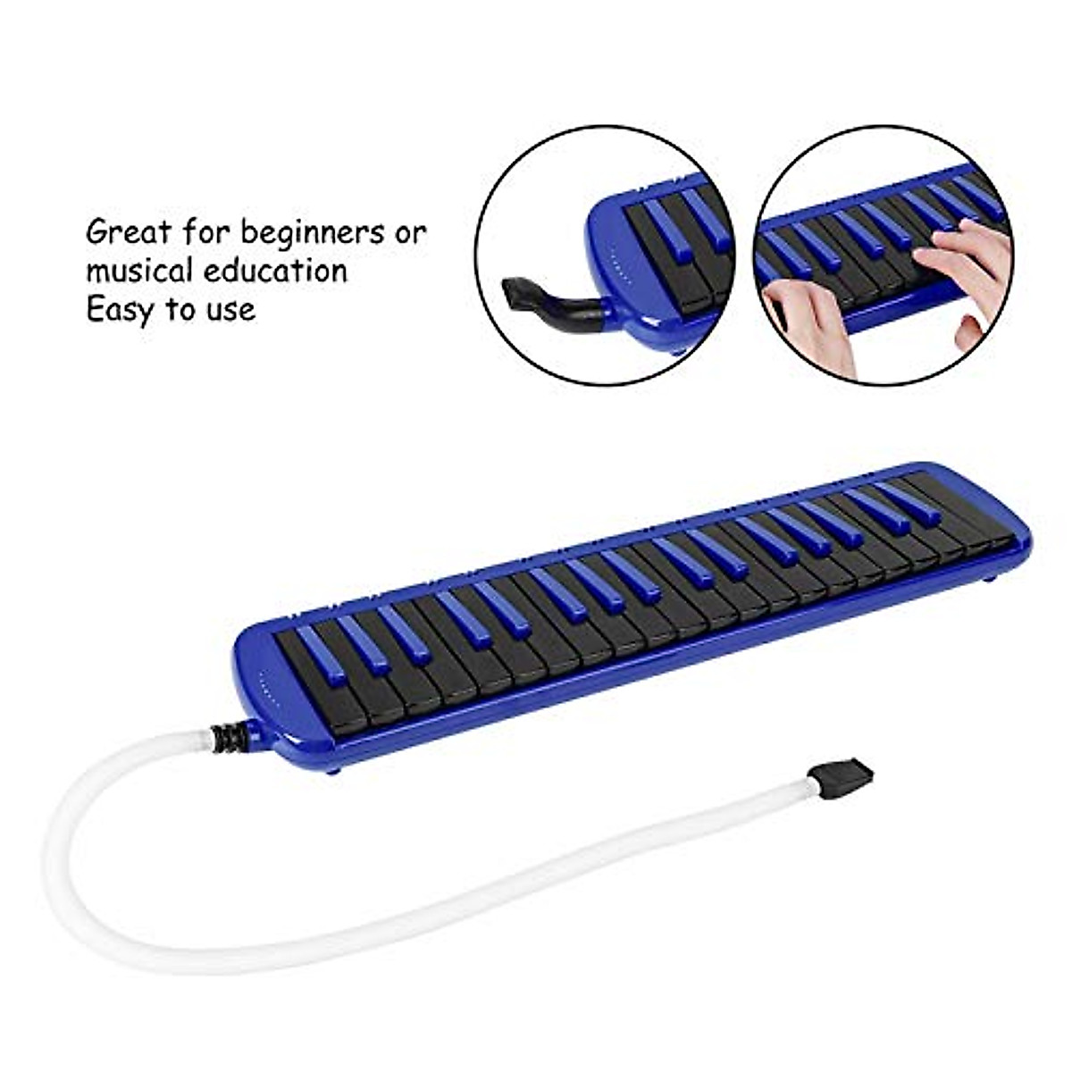 F-37s Melodica 37 Key with Mouthpiece Air Piano Keyboard Wind Musical Instrument Suitable for Beginner Practice + Bag F-37s(blue)