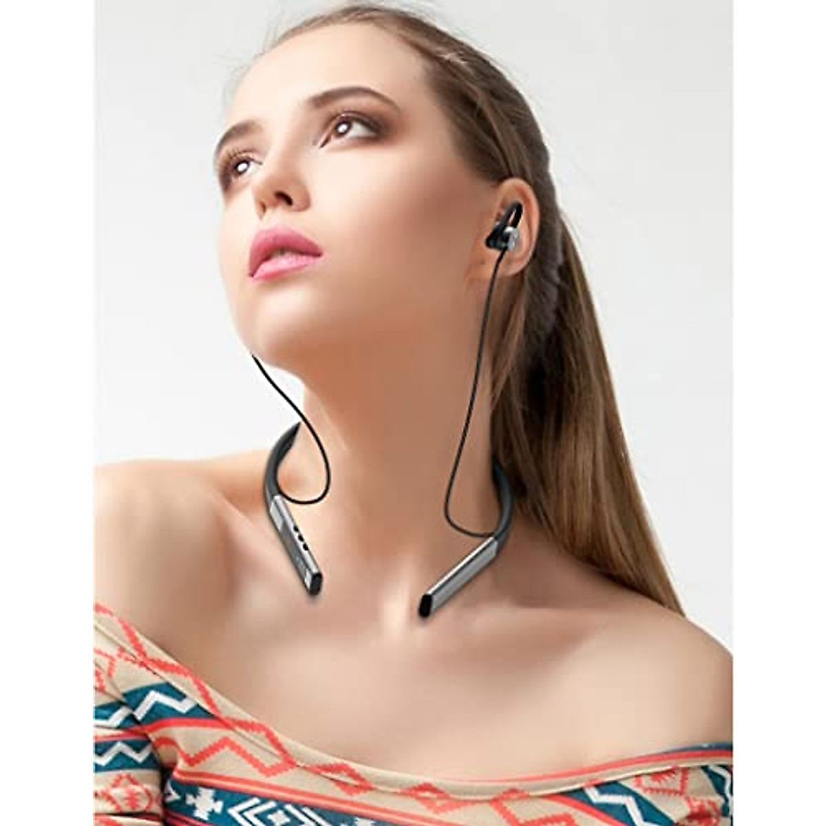 Neckband Bluetooth Headphones Around The Neck Wireless Earbuds with Microphone 100H Long Battery Life Waterproof Running Workout Headphones Noise Cancelling Earphones for Android iOS Sports Cycling